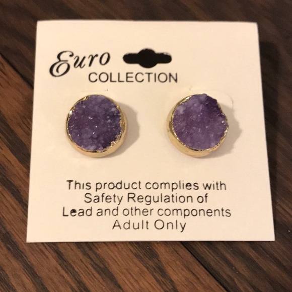 Jewelry | Euro Collection Purple And Gold Earrings | Poshmark